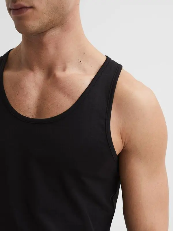 REISS Vinnie Cotton-stretch Vest - Black