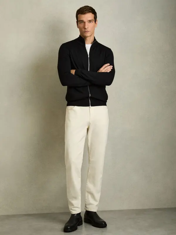 REISS Hampshire Wool Funnel-neck Cardigan