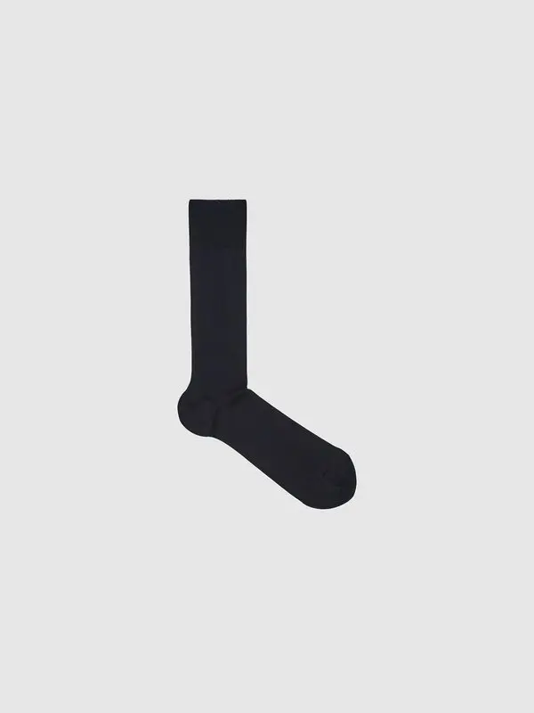REISS Fela Cotton-blend Ribbed Socks - Navy