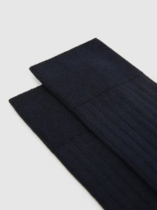 REISS Fela Cotton-blend Ribbed Socks - Navy