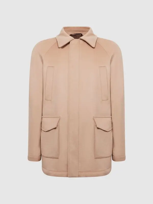 REISS Mandarin Zip Through Cashmere Coat