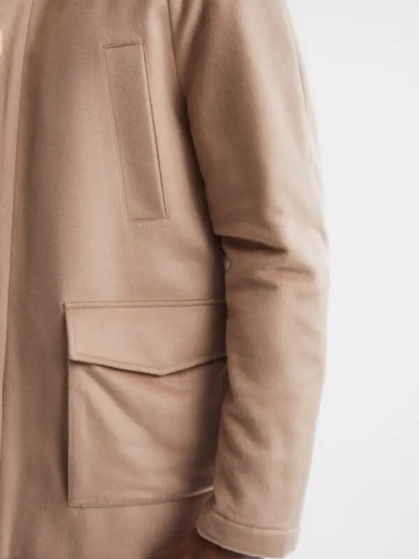 REISS Mandarin Zip Through Cashmere Coat