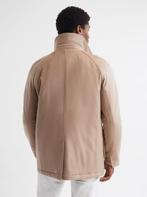 REISS Mandarin Zip Through Cashmere Coat
