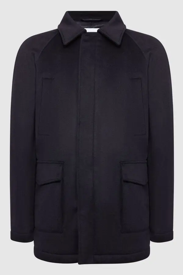 REISS Mandarin Zip Through Cashmere Coat