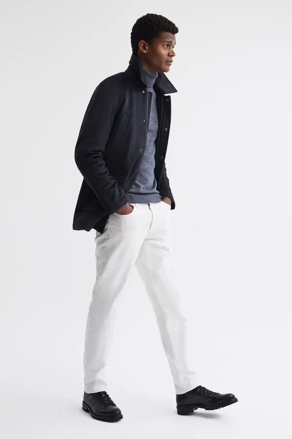 REISS Mandarin Zip Through Cashmere Coat