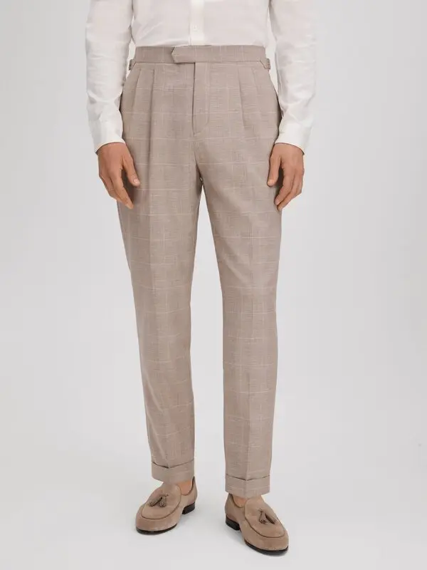 REISS Collect Slim Fit Checked Trousers