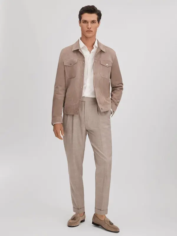 REISS Collect Slim Fit Checked Trousers