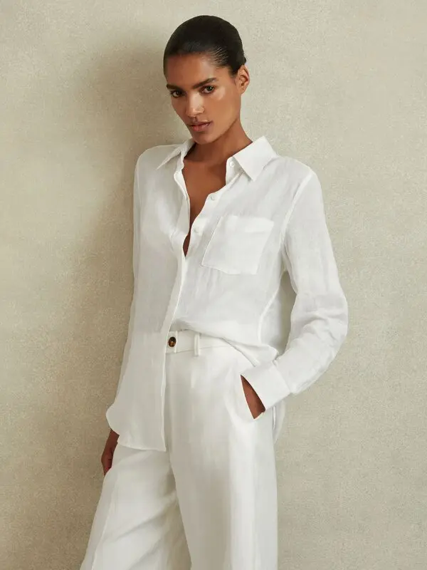 REISS Campbell Linen Shirt - White