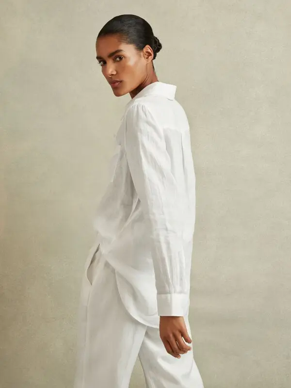 REISS Campbell Linen Shirt - White