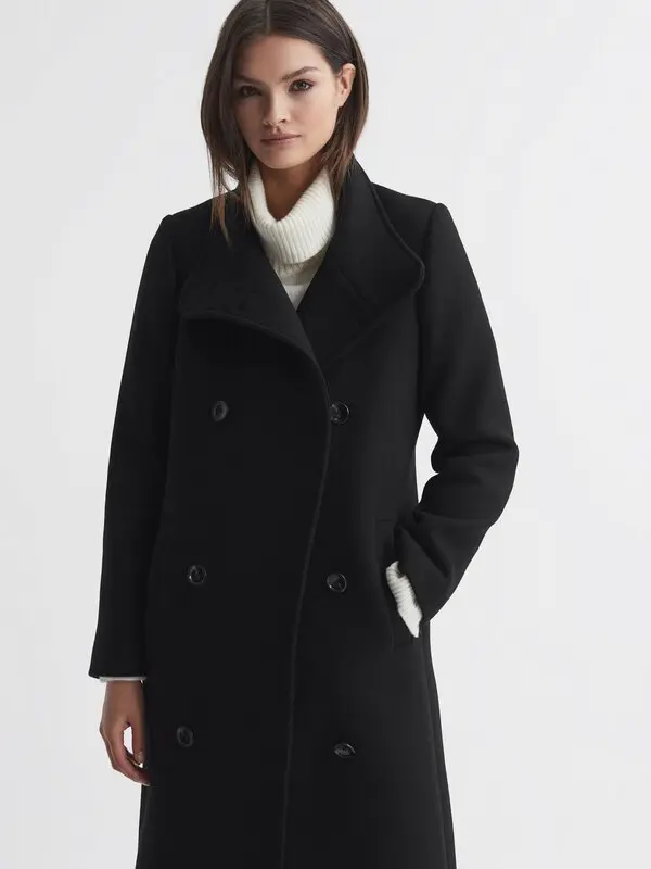 REISS Blair Wool Blend Double-breasted Long Coat