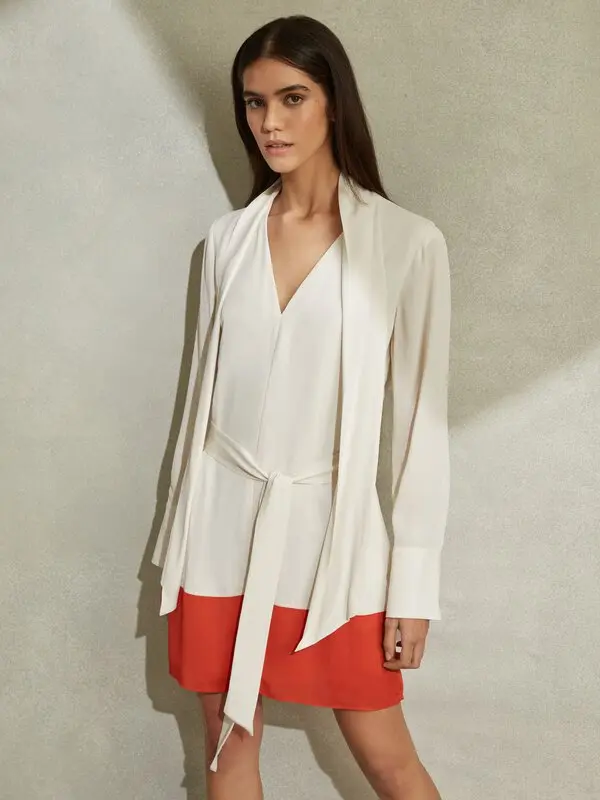 REISS Marta Tie Neck Shift Dress
