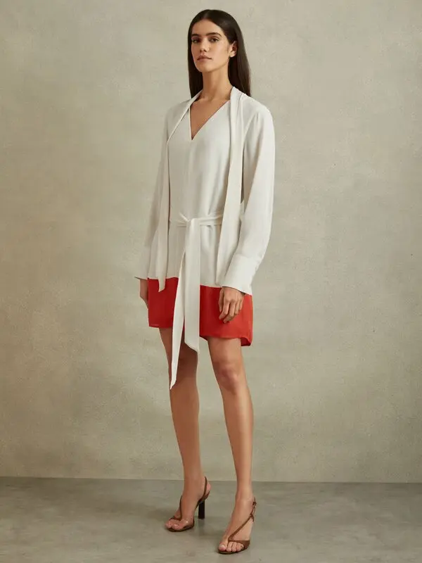 REISS Marta Tie Neck Shift Dress