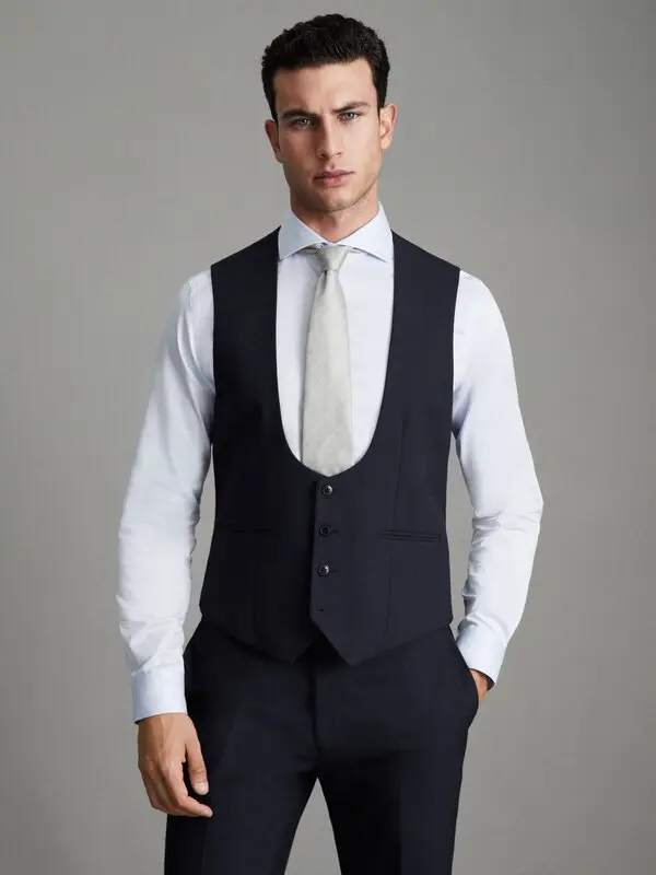 REISS Horseshoe Slim Fit Wool Waistcoat
