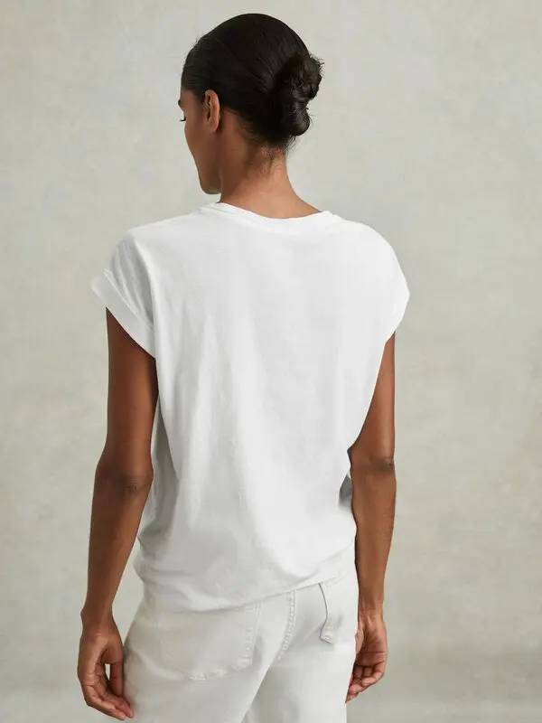 REISS Tereza Cotton-jersey T-shirt - White