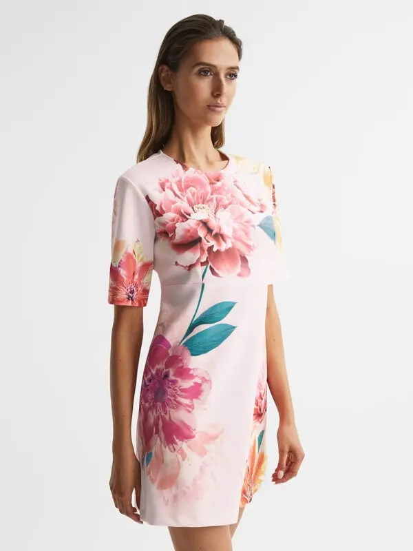 REISS Floral Printed Mini Shift Dress