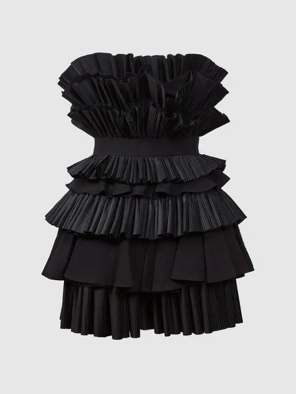 Acler Strapless Tiered Mini Dress In Black - 61% Off | Editorialist