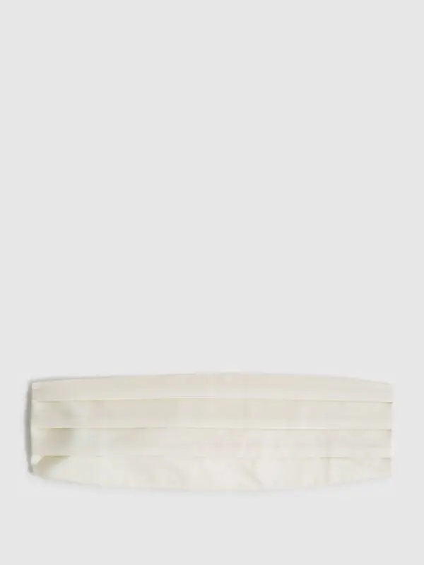 REISS Silk Grosgrain Cummerbund - Ivory