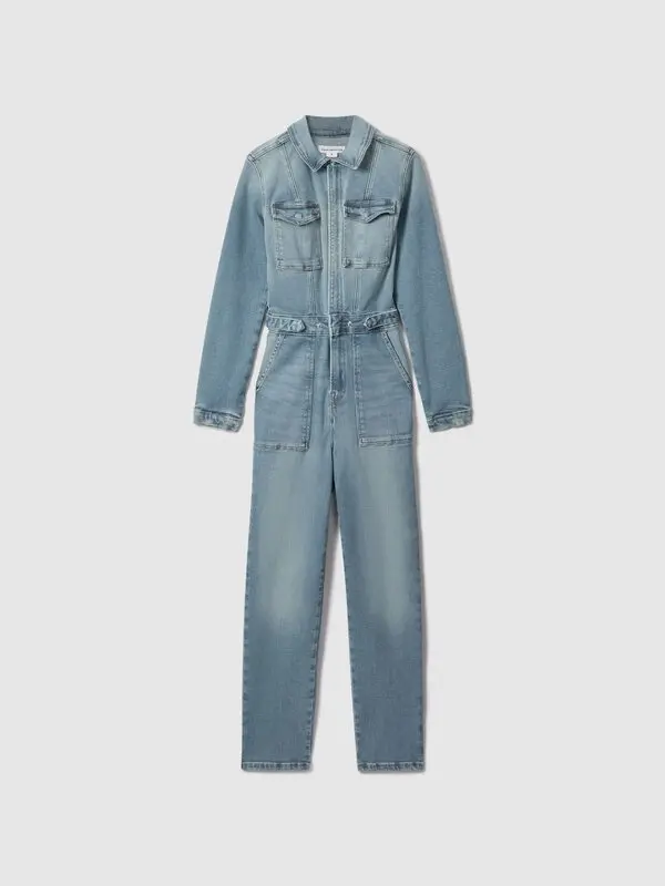 Good American Denim Long Sleeve Jumpsuit