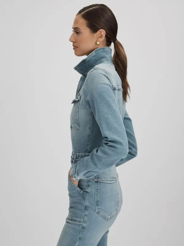 Good American Denim Long Sleeve Jumpsuit