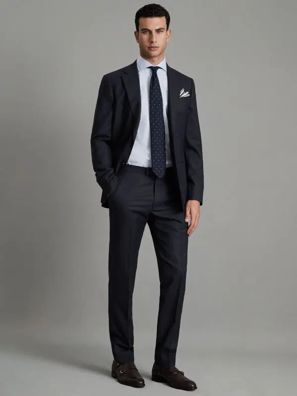 REISS Dunn Slim-fit Textured Wool Trousers