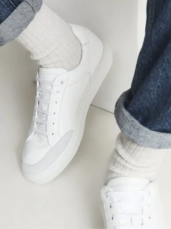 REISS Ashley Leather Low-top Trainers