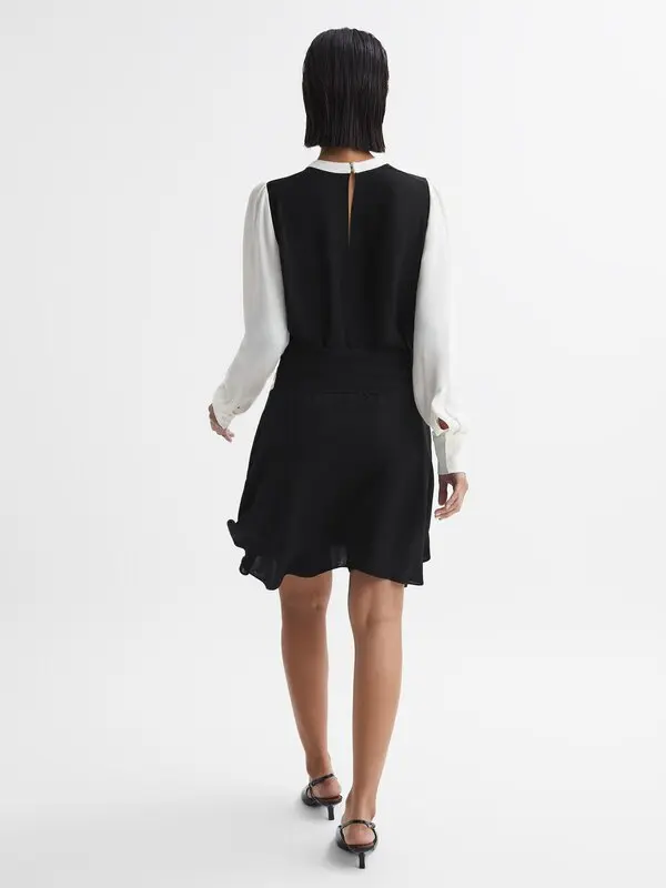 REISS Sadie Colourblock Belted Mini Dress