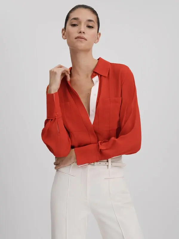 REISS Rose Contrast Trim Button-through Shirt