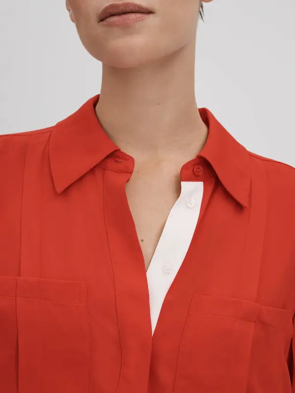 REISS Rose Contrast Trim Button-through Shirt