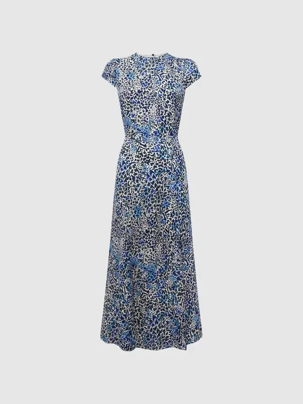 reiss livia printed cut out back midi dress REISS Livia Printed Cut-Out Back Midi Dress