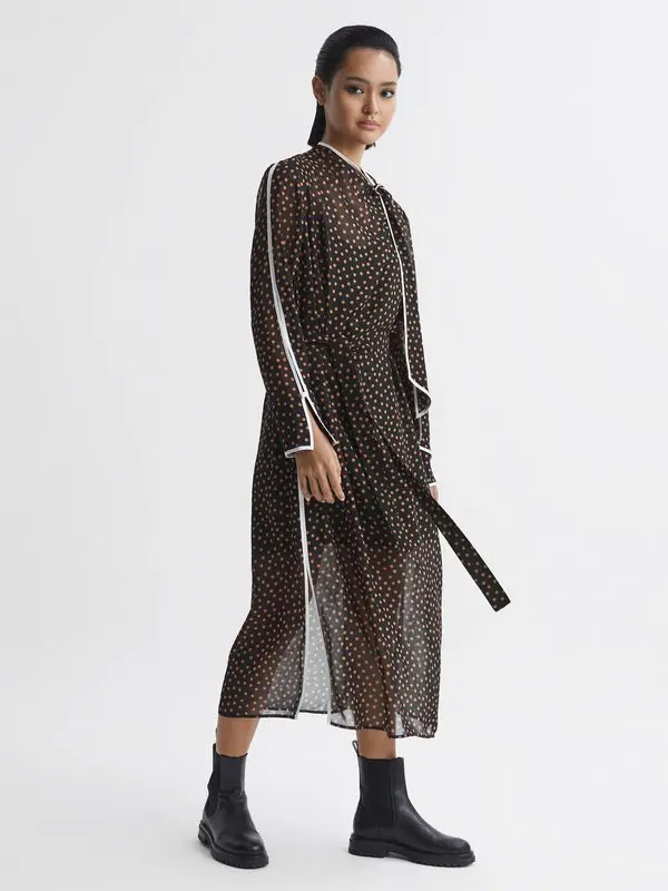 REISS Aria Polka Dot Midi Dress