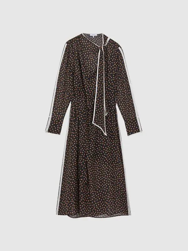 REISS Aria Polka Dot Midi Dress