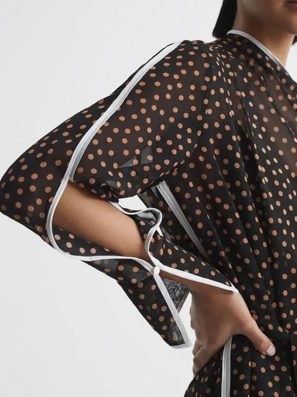 REISS Aria Polka Dot Midi Dress
