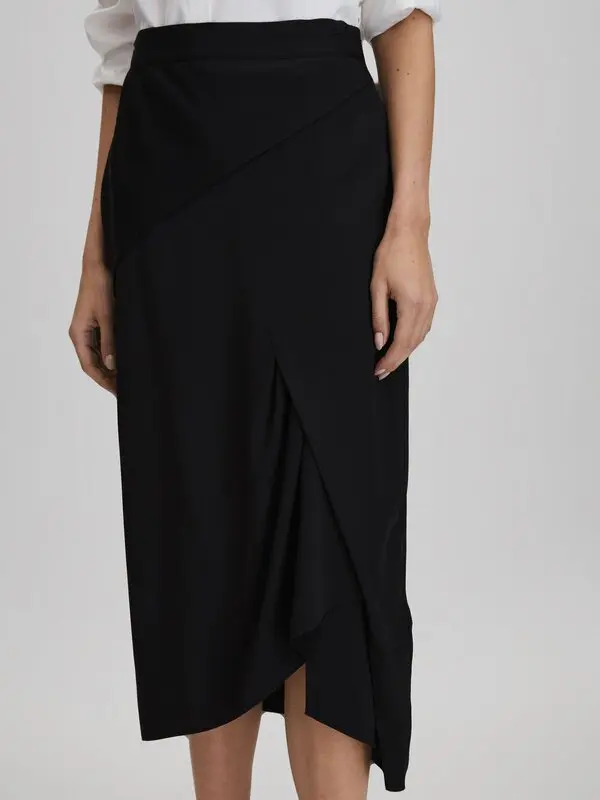REISS Zaria High-rise Draped Midi Skirt