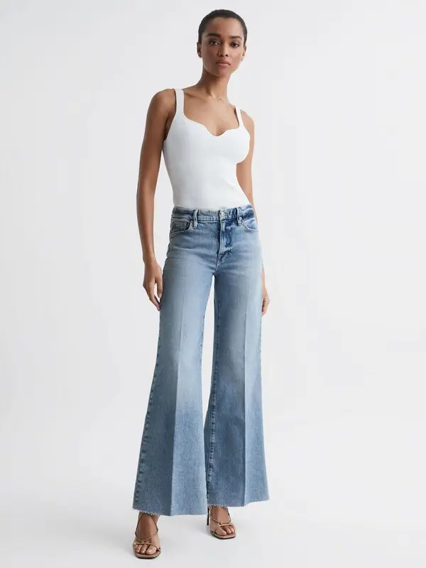 Good American Mid Palazzo Jeans - Mid Blue