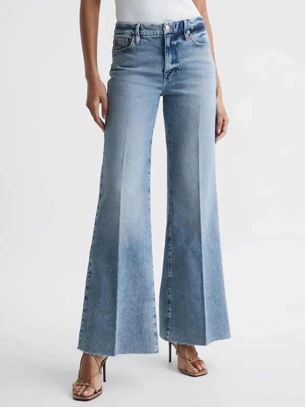 Good American Mid Palazzo Jeans - Mid Blue