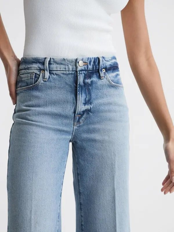 Good American Mid Palazzo Jeans - Mid Blue