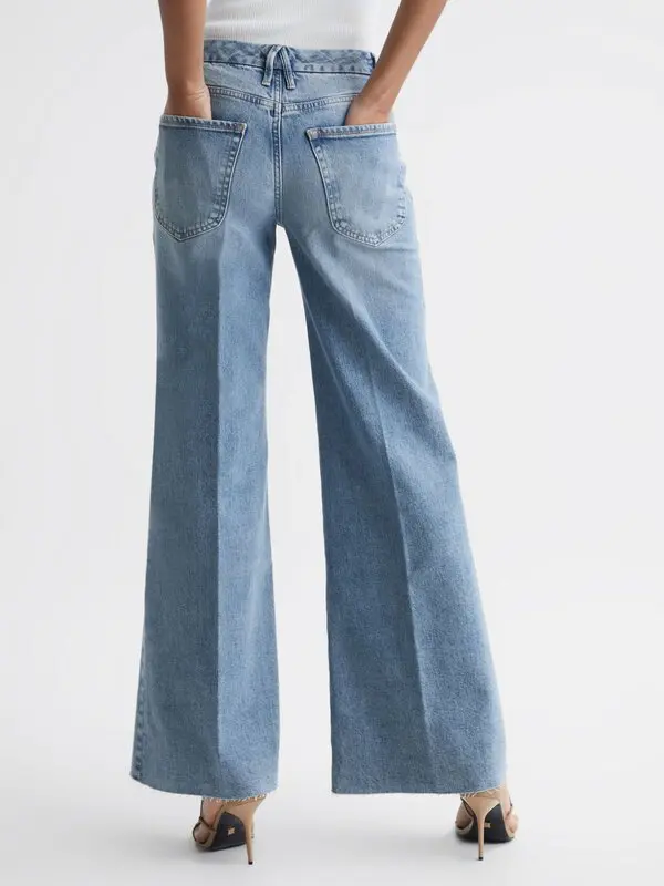 Good American Mid Palazzo Jeans - Mid Blue