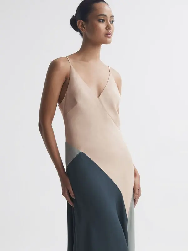 REISS Hudson Fitted Asymmetric Midi Dress