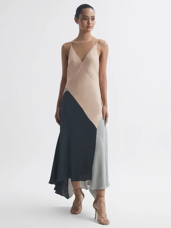 REISS Hudson Fitted Asymmetric Midi Dress