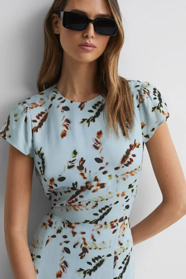 Reiss Livia Floral Cut-Out Back Midi Dress In Sage - 36% Off | Editorialist