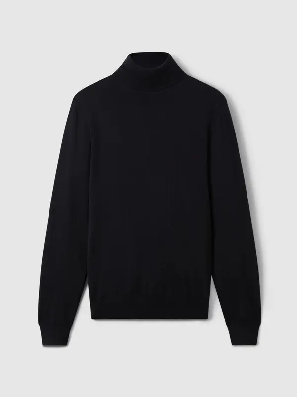 REISS Caine Slim-fit Merino Wool Roll Neck Jumper - Navy