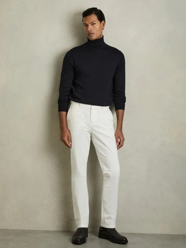 REISS Caine Slim-fit Merino Wool Roll Neck Jumper - Navy