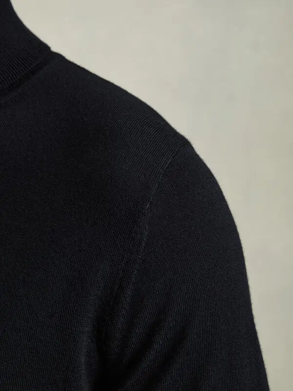 REISS Caine Slim-fit Merino Wool Roll Neck Jumper - Navy