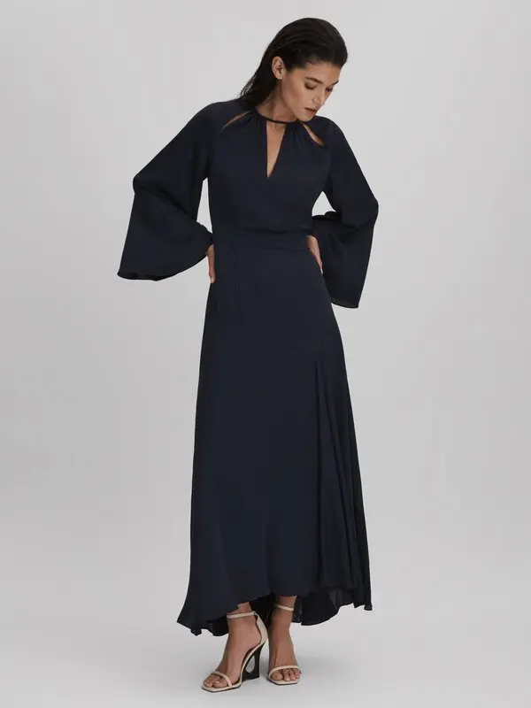 REISS Andra Flute Sleeve Midi Dress