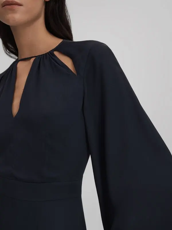 REISS Andra Flute Sleeve Midi Dress