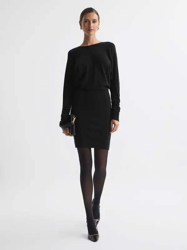 REISS Lucy Cashmere-wool Blend Draped Mini Dress
