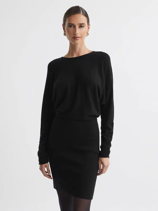 REISS Lucy Cashmere-wool Blend Draped Mini Dress