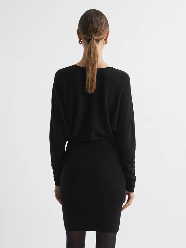 REISS Lucy Cashmere-wool Blend Draped Mini Dress