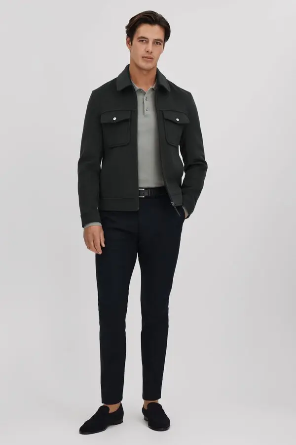 REISS Peridoe Wool Blend Zip-through Jacket