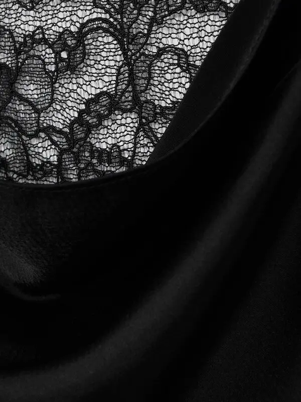 Anna Quan Satin Lace Cowl Neck Maxi Dress
